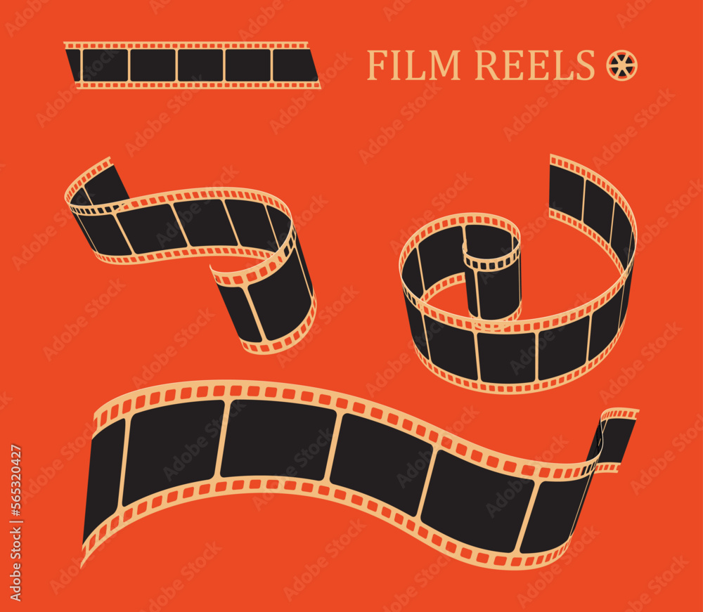 Creative vector illustration of old retro film strip frame set isolated ...