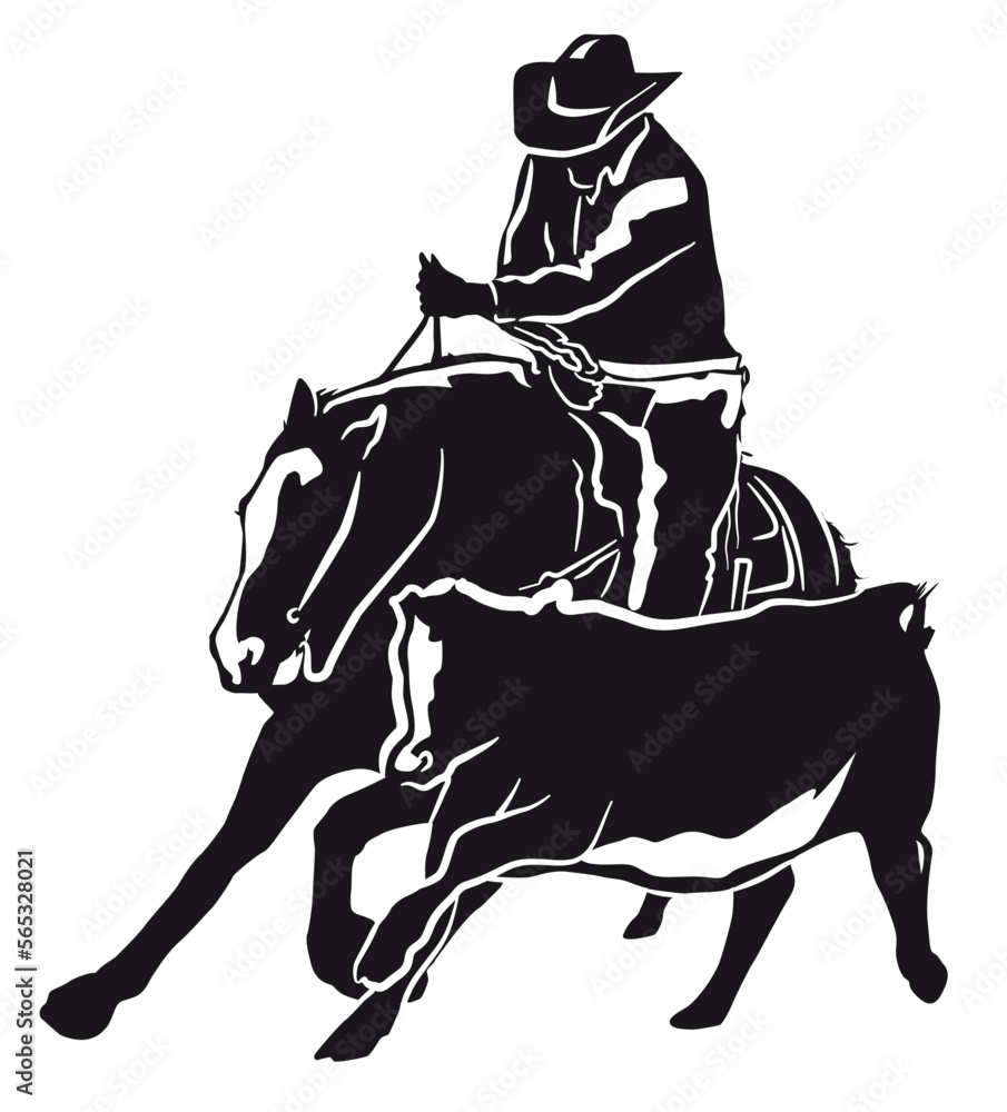 Reined Cow Horse Stock Vector | Adobe Stock