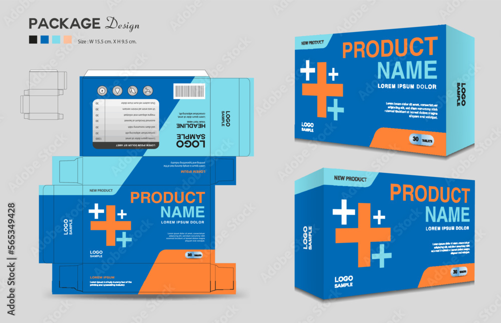 Supplements and Cosmetic box design, Package design template, box ...