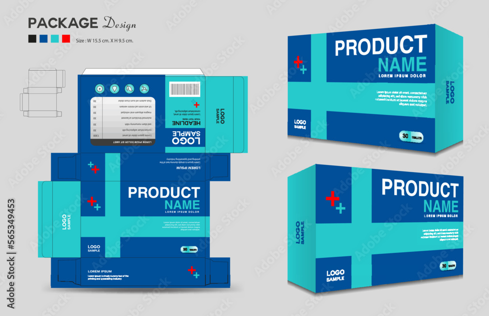 Supplements and Cosmetic box design, Package design template, box ...