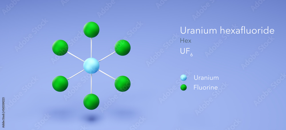 uranium hexafluoride molecule, molecular structures, uf6 3d model ...