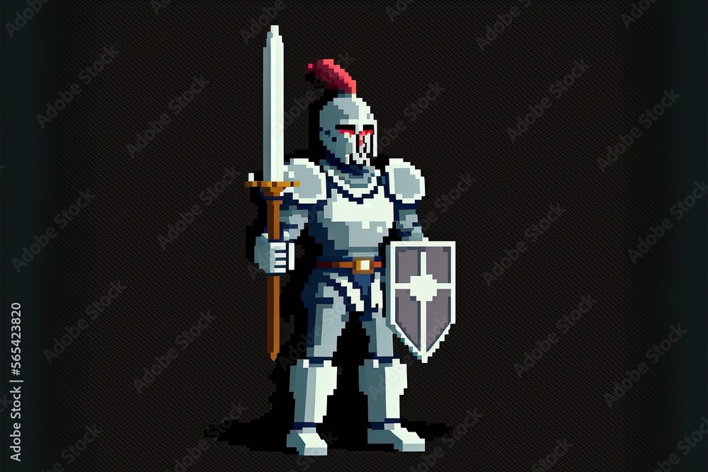 Pixel art knight character for RPG game, character in retro style for 8 ...
