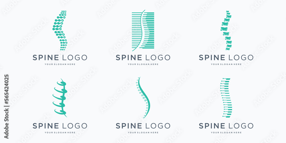 set of abstract chiropractic logo. massage, back pain, spine symbol ...