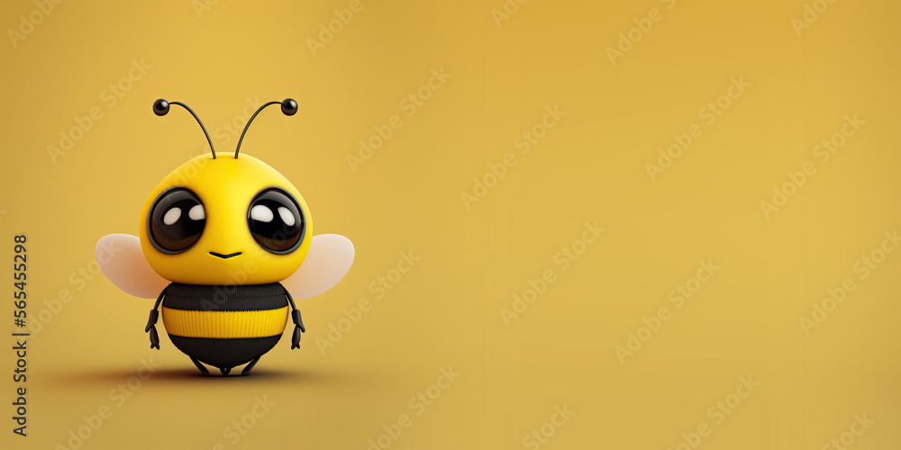 Cute Cartoon Bumble Bee Banner with Space for Copy (Generative AI ...
