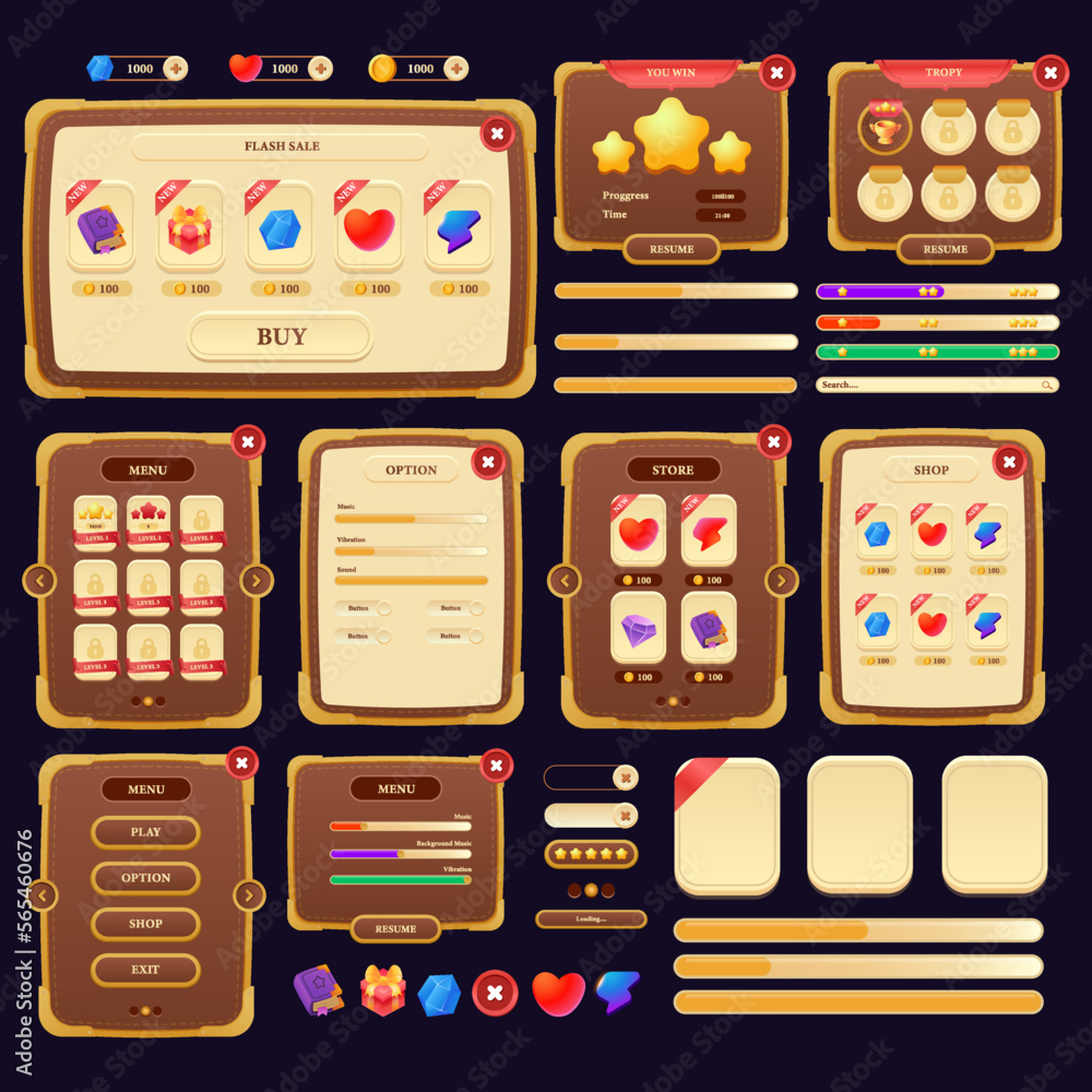 game ui template elegant and colorful Stock Vector | Adobe Stock