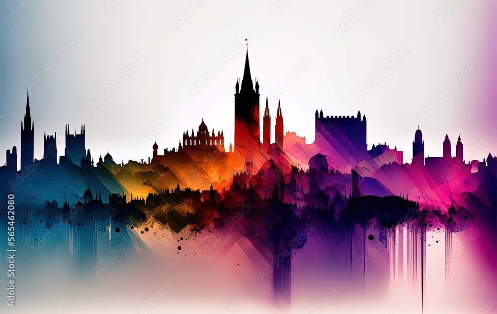 Edinburgh's landmarks and skyline are shown in a gradation of ...