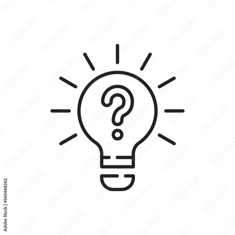 abstract thin line light bulb like quiz or insight icon Stock Vector ...