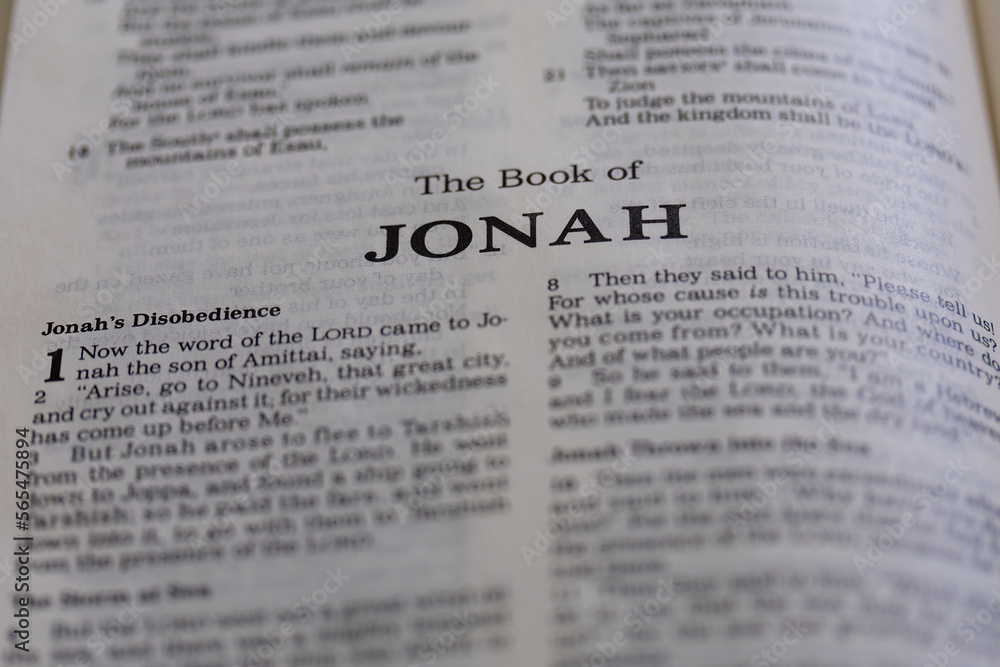 title page from the book of Jonah in the bible or torah for faith, christian, jew, jewish ...