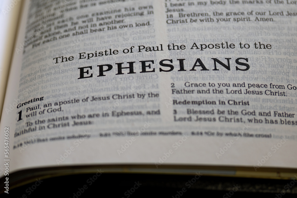 title page from the book of Ephesians in the bible for faith, christian ...