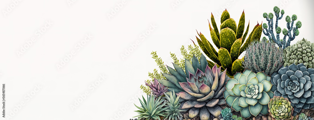 Different types of succulent plants banner with big copy space ...