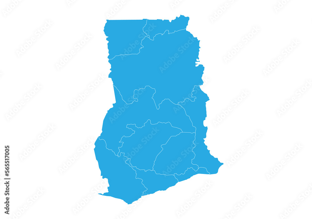 ghana map. High detailed blue map of ghana on PNG transparent ...