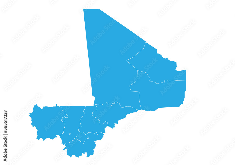 mali map. High detailed blue map of mali on PNG transparent background ...