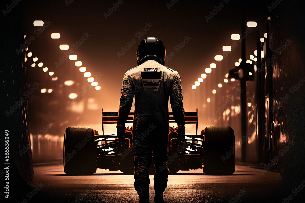 Race Car Driver in Team Garage - Generative Ai Stock Illustration ...