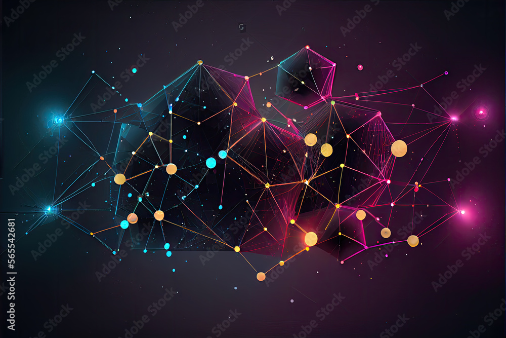 Beautiful illustration with connected dots and lines. Digital network ...