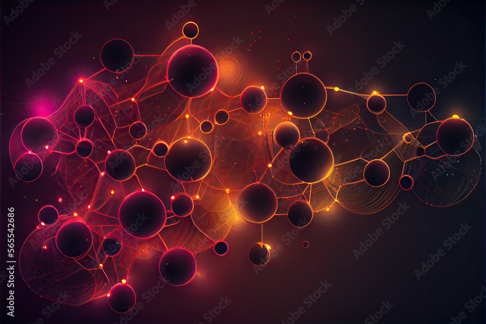 Beautiful illustration with connected dots and lines. Digital network ...