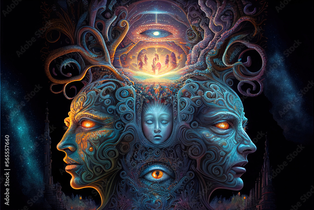The gate keepers of the DMT realm - 3d illustration of a futuristic ...