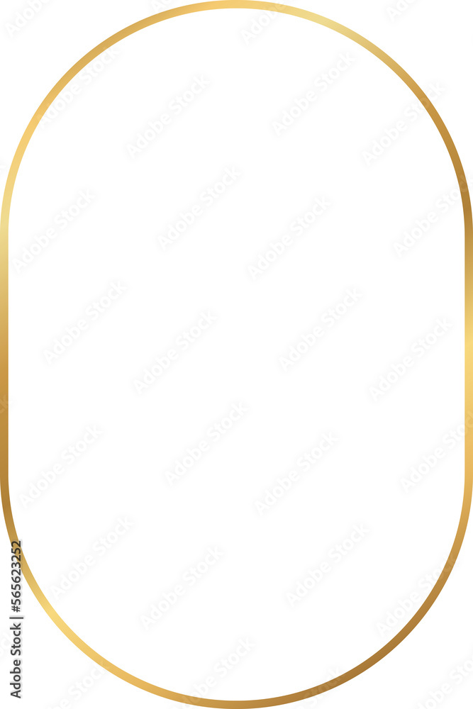Foto de Stock Oval gold linear frame border isolated on transparent background, PNG template ...