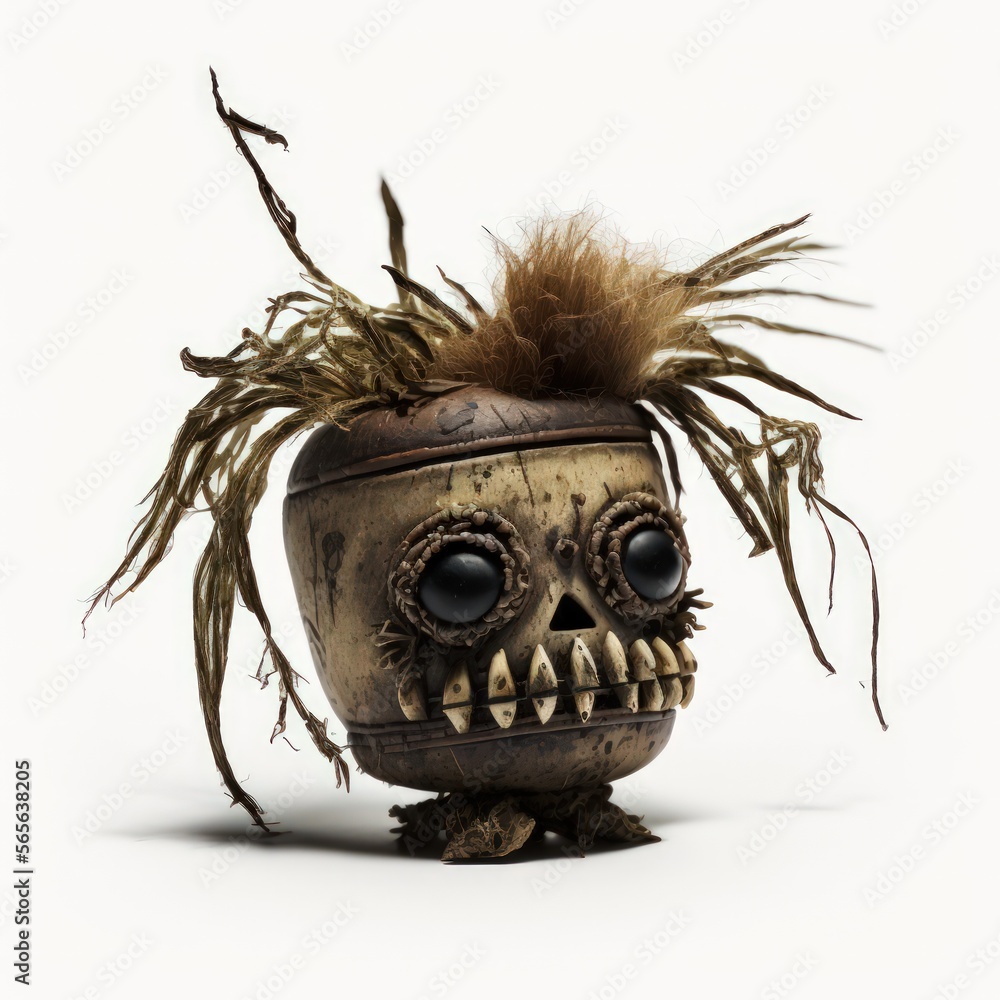 Detailed illustration of a ceremonial Voodoo witch doctor totem effigy ...