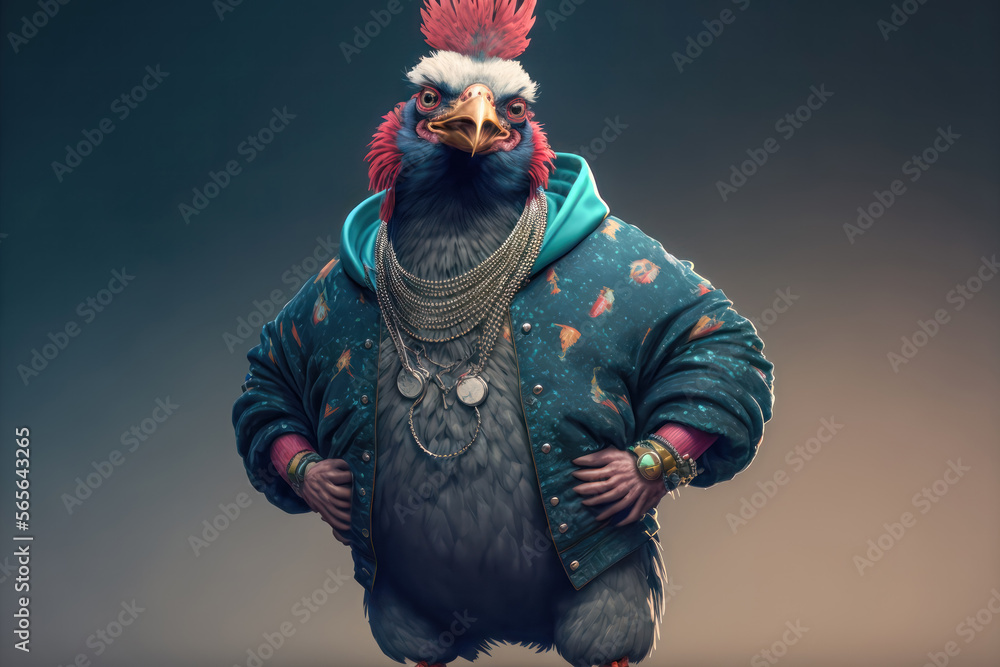 Chicken Rapper on the Street Huhn Hahn Abstrakt Illustration Digital ...