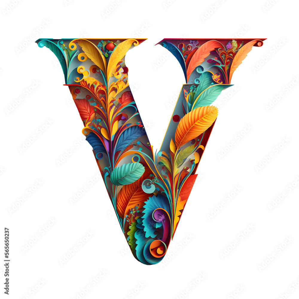 Letter V Papercut. Generative AI Illustration of ABC Alphabet ...