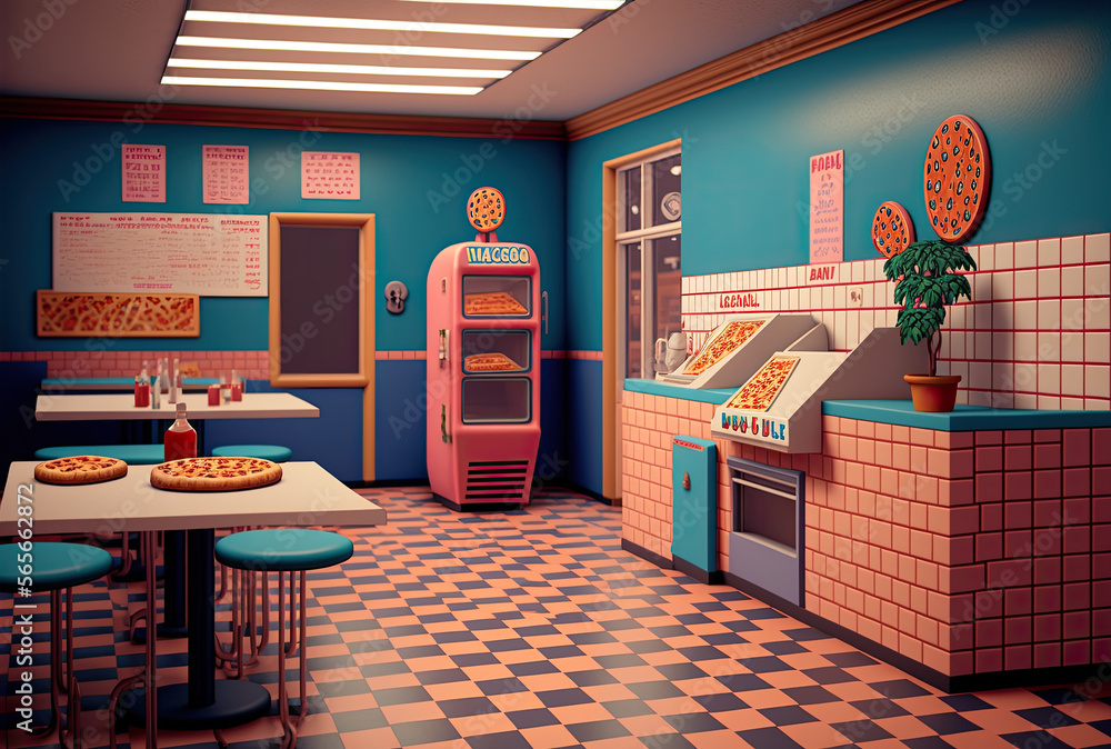 Pizza Parlor Interior Design Stock Illustration | Adobe Stock