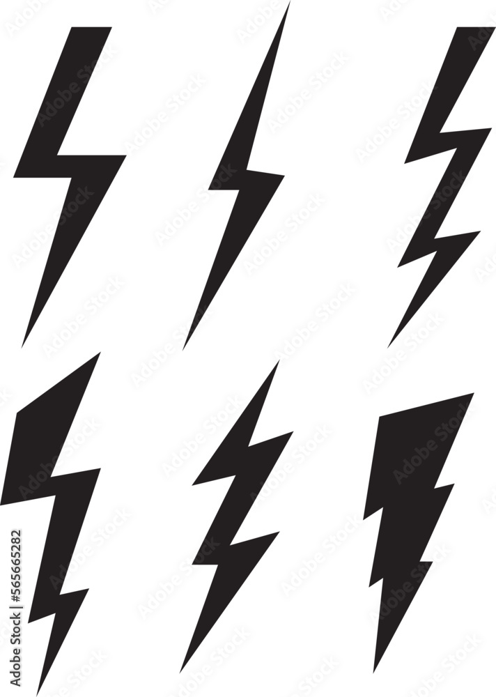 Lighting bolt icon set, SVG Vector Stock Vector | Adobe Stock