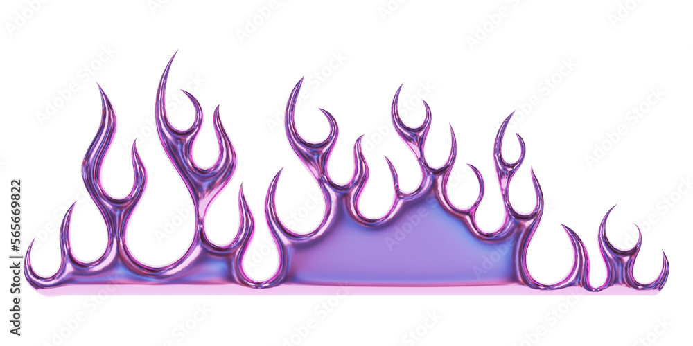 3d chrome metal of y2k fire icon. Flame shape in liquid mercury. 3d ...