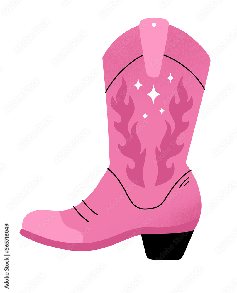 Western cowboy boot. Stylish decorative cowgirl pink boot on a ...