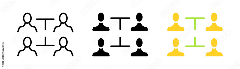 Workflow set icon. Employee, exchange information, laptop ...