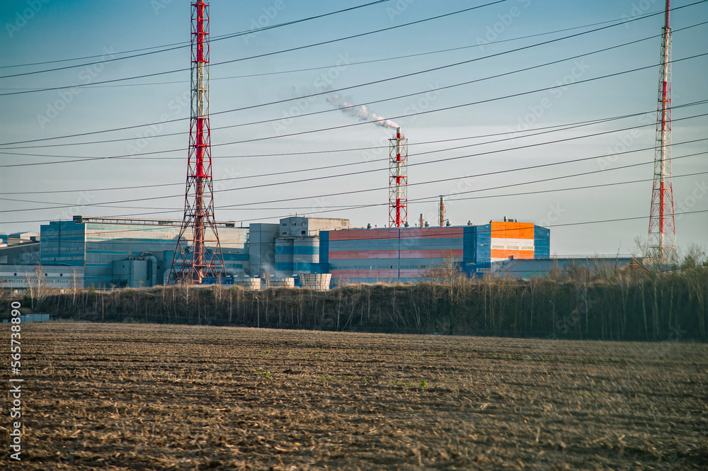 Petrochemical industrial factory of heavy industry, power refinery ...