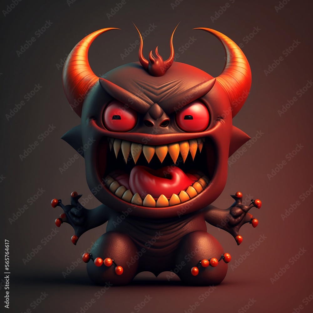Cartoon Hell Demon Character AI Generative Stock Illustration | Adobe Stock