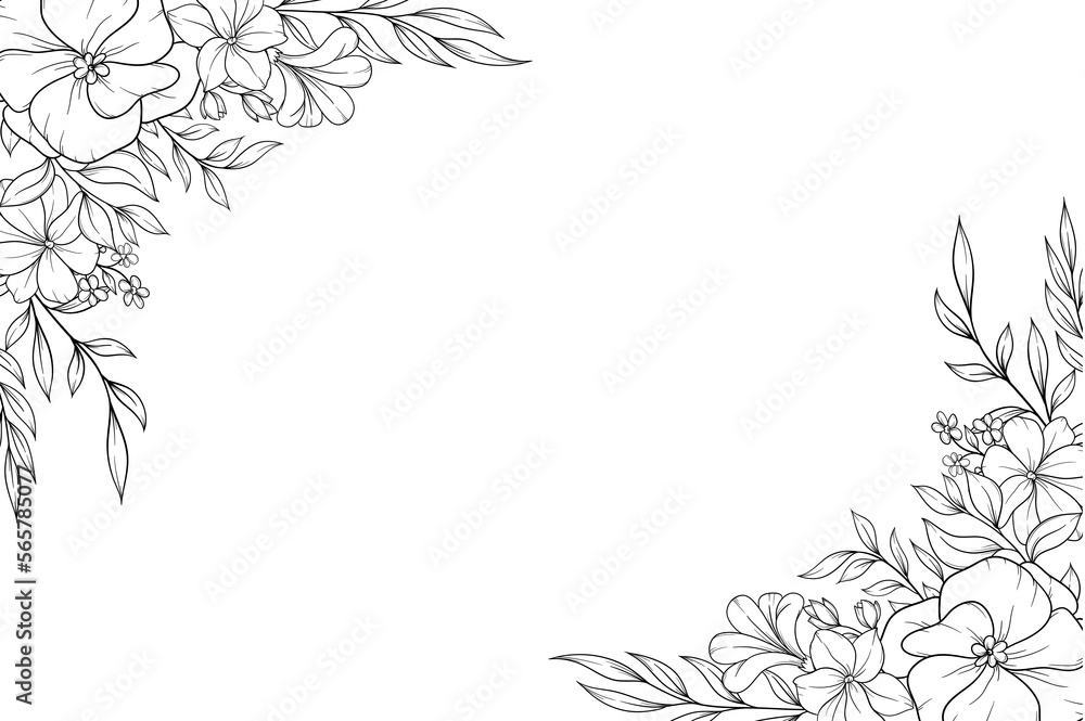 outline spring flower corner border Stock Illustration | Adobe Stock