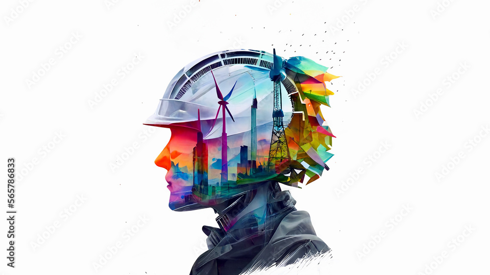 Ilustración de Stock Future of Energy efficient buildings construction engineering the devotion ...