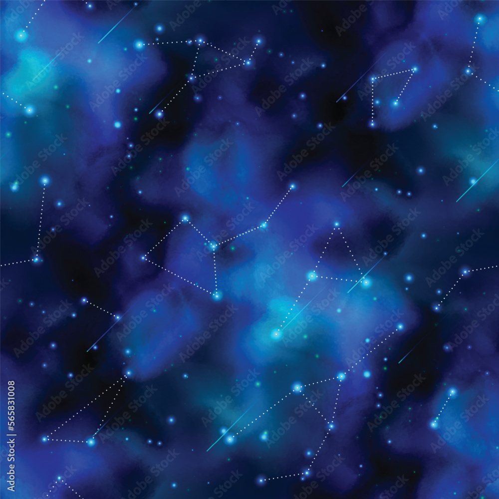 Endless Texture of Cosmic Universe. Night Sky with Constellations ...