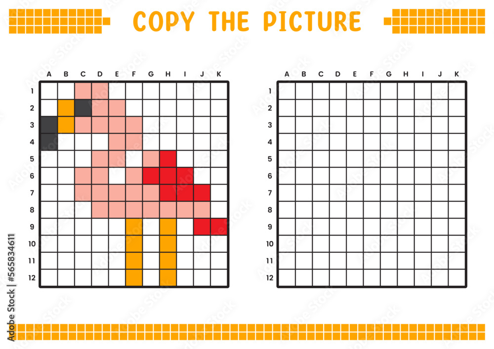 Copy the picture, complete the grid image. Educational worksheets ...