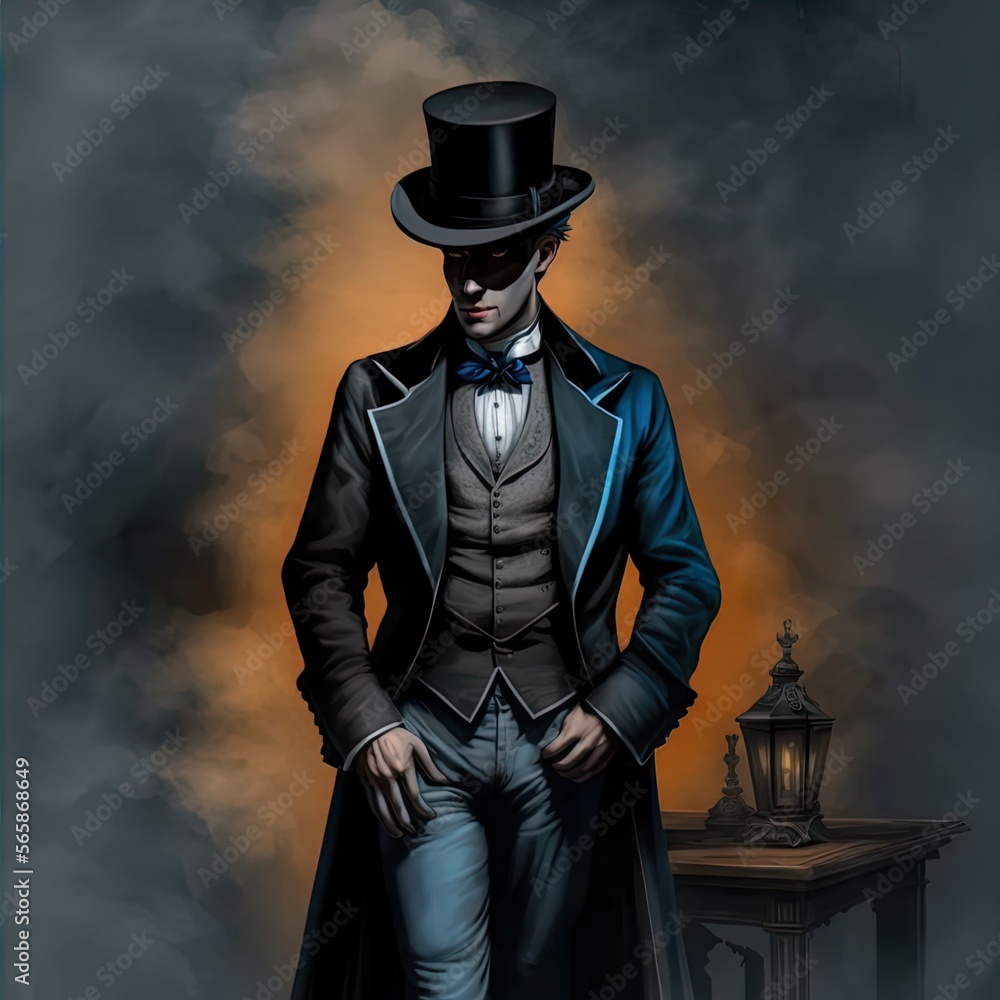 Mysterious Victorian man in top hat and suit. Made with Generative AI ...