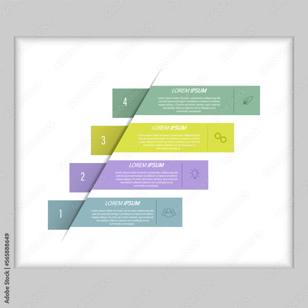 4 stages of development, improvement or training. Infographics with ...