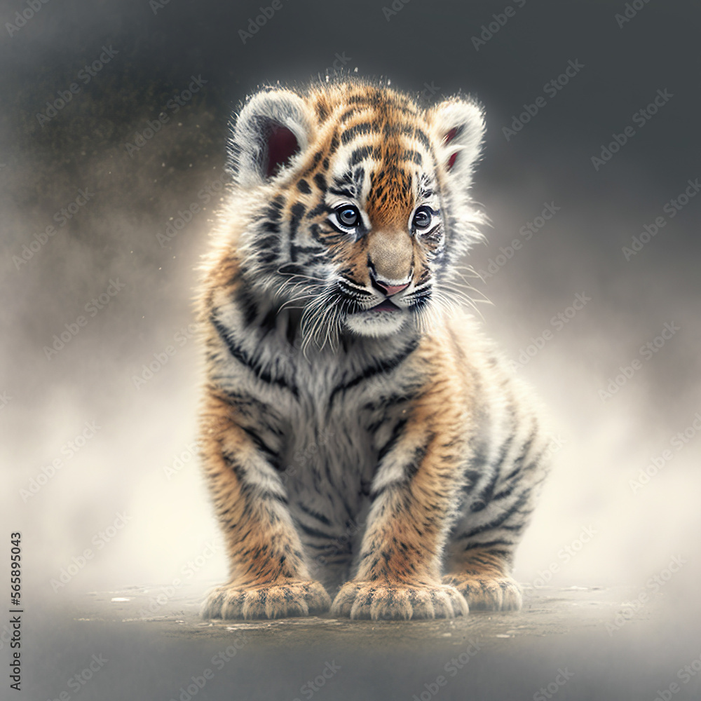 Cute adorable lovable animal baby tiger cub cartoon Stock Illustration ...