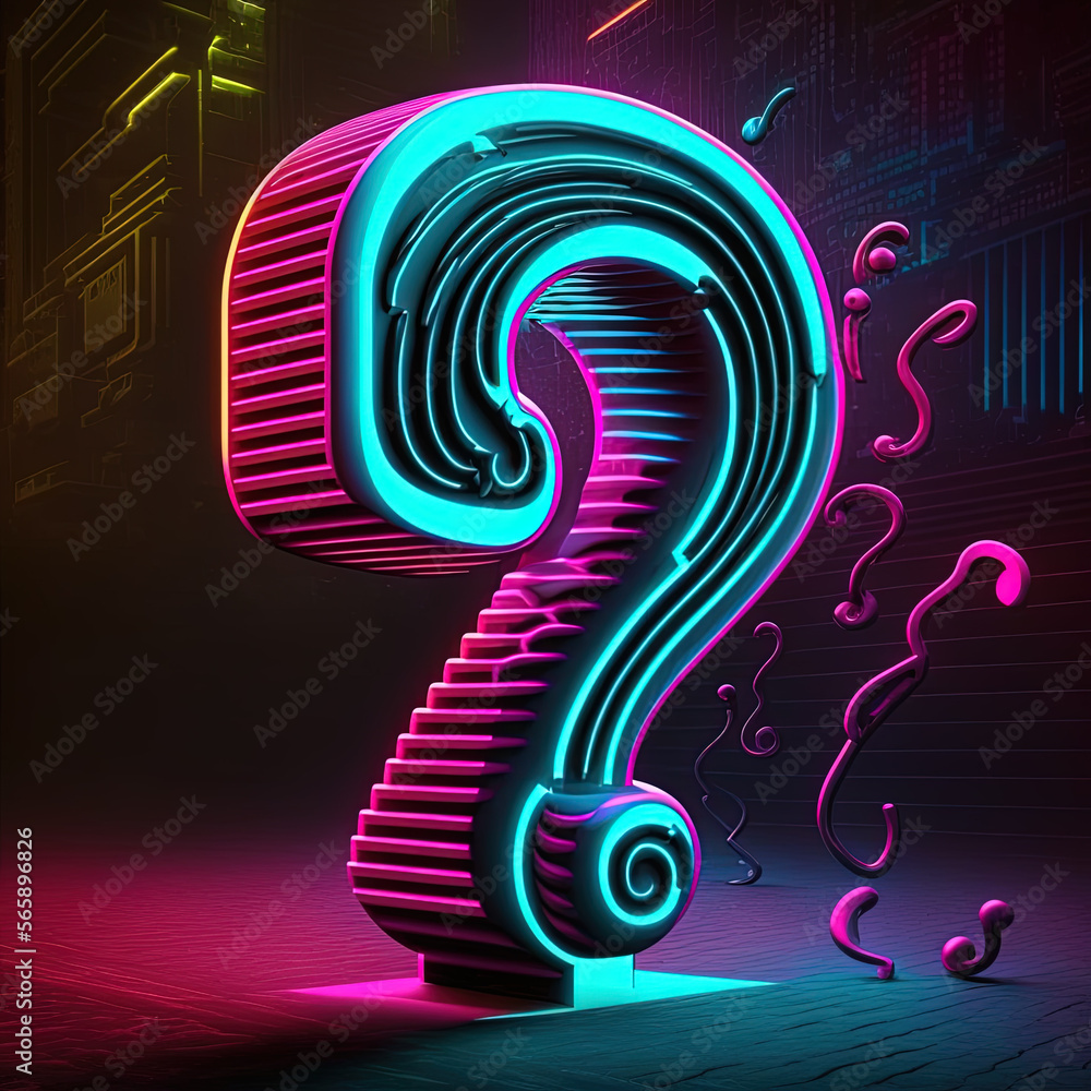ภาพประกอบ Stock Retrowave question mark, gaming style 80', 90', gaming ...