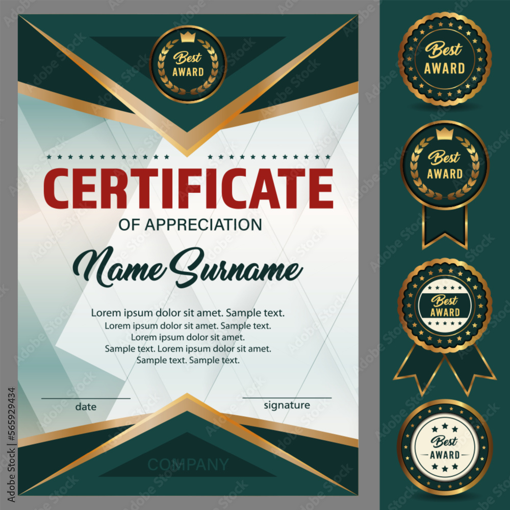 Certificate of appreciation, achievement, diploma and premium best ...
