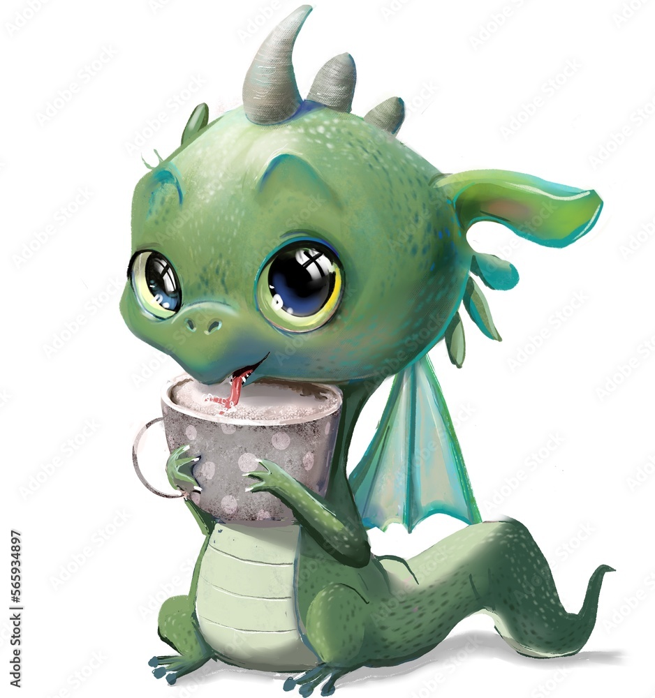 Cute cartoon dragon character Stock Illustration | Adobe Stock