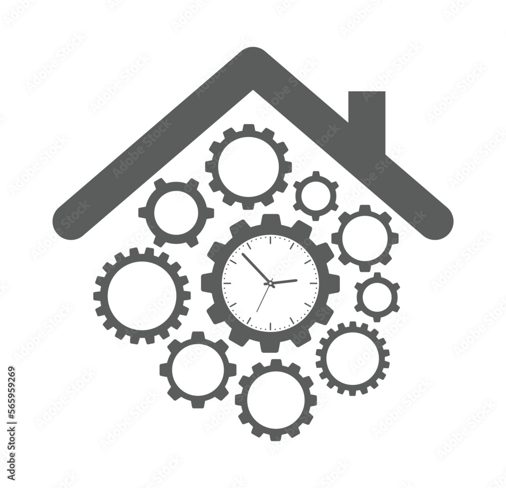 cogs mechanism teamwork with clock Stock Vector | Adobe Stock