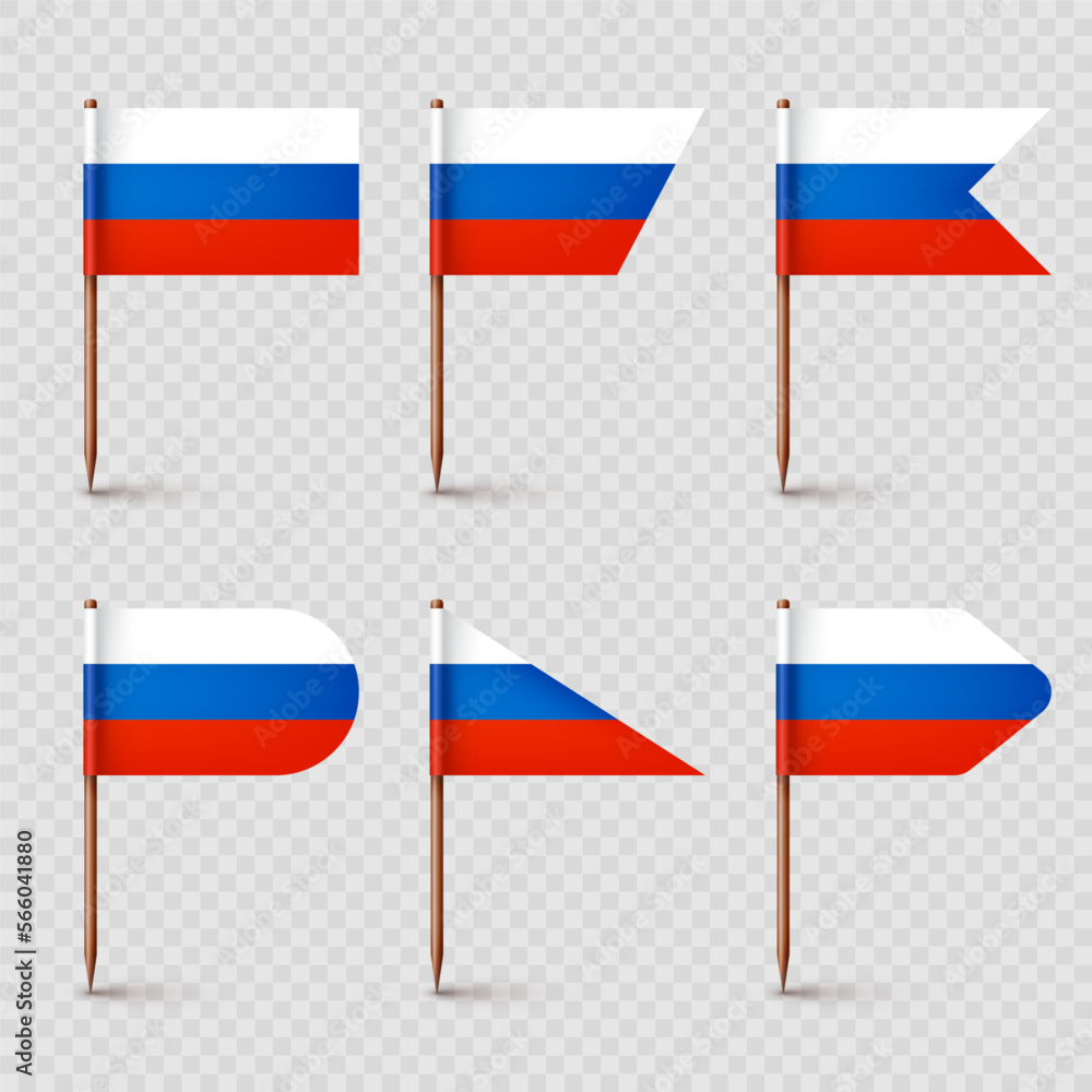 Vector de Stock Realistic various Russian toothpick flags. Souvenir ...