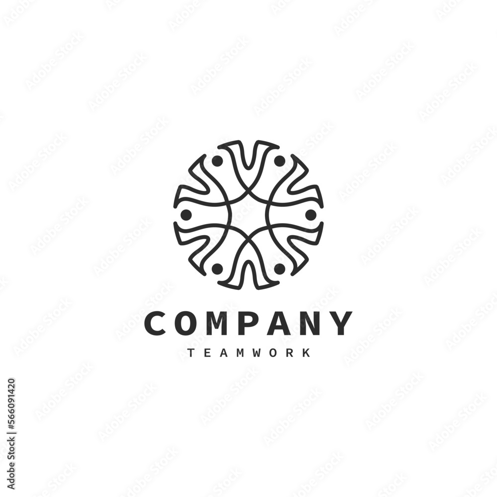 six people teamwork logo design illustration Stock Vector | Adobe Stock