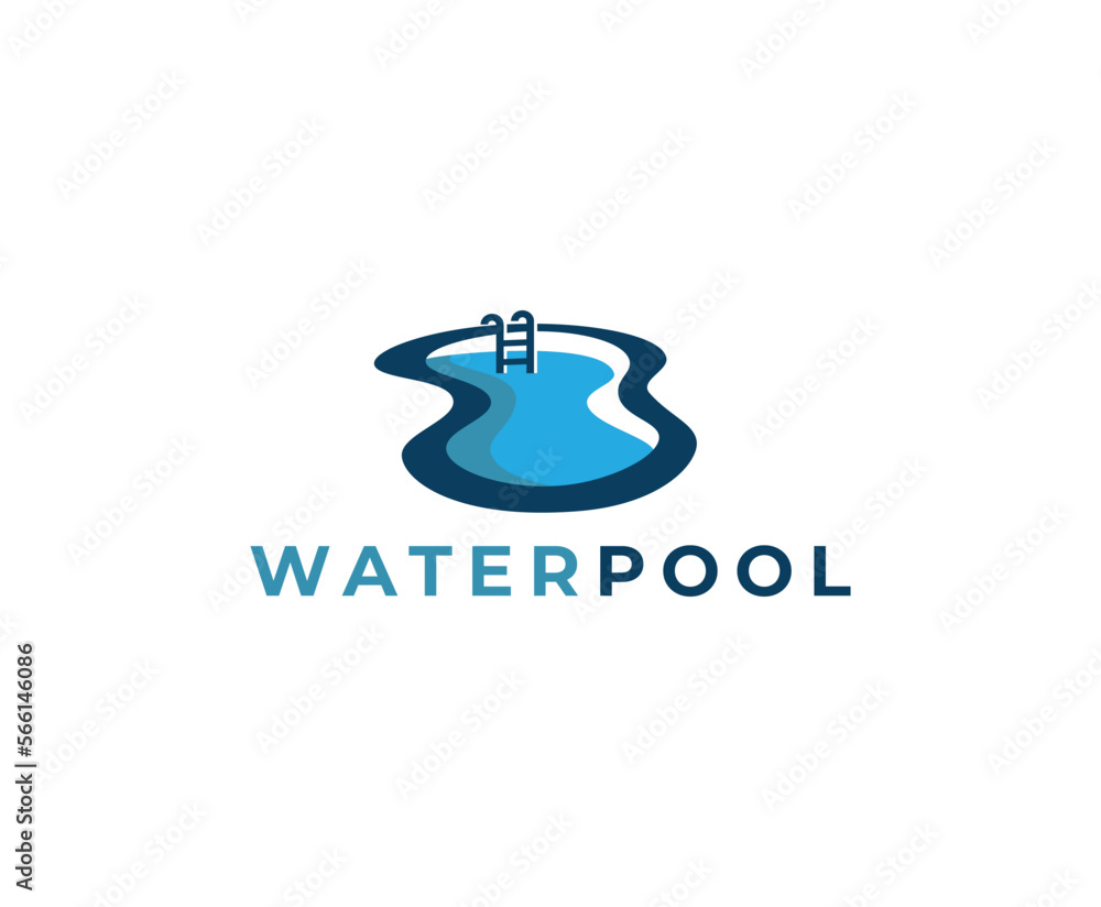 Simple Water Pool Logo Design Template Stock Vector | Adobe Stock
