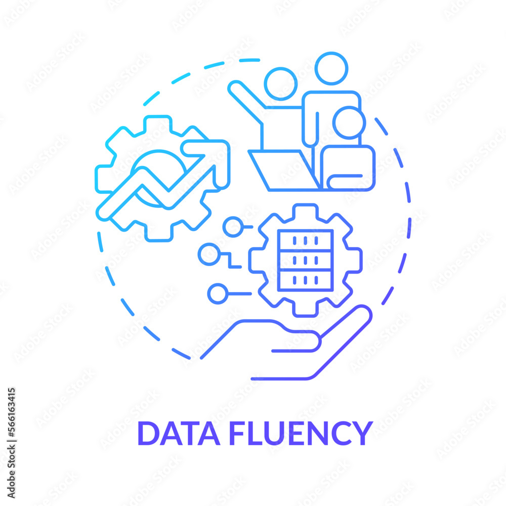 Data fluency blue gradient concept icon. Improve workflow and ...