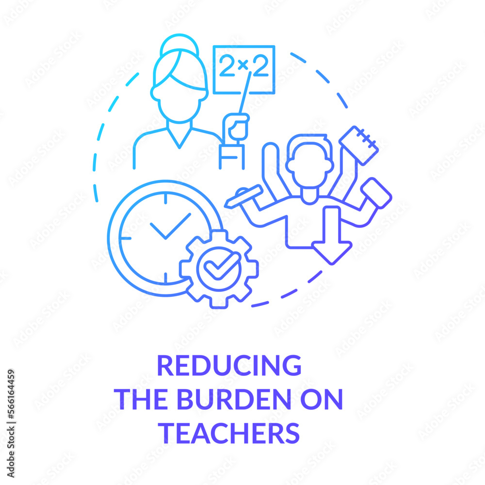 Reducing burden on teachers blue gradient concept icon. Improve process ...