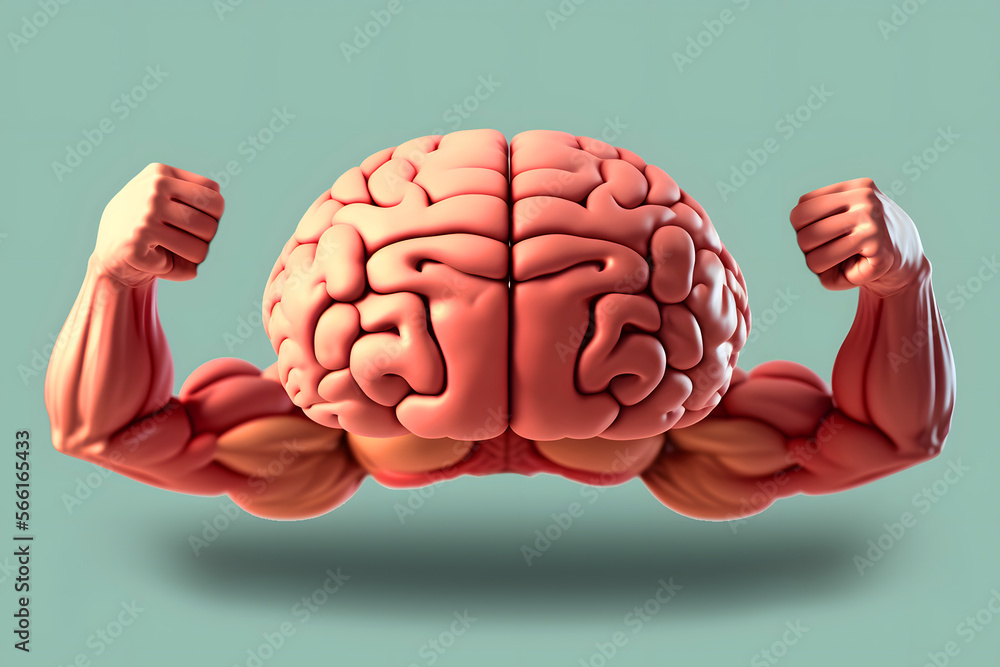 Strong human brain power concept erudite mind memory head health. gray ...