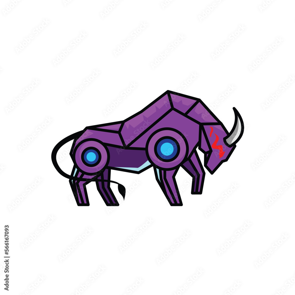 geometric Bull bison robotic logo Stock Vector | Adobe Stock