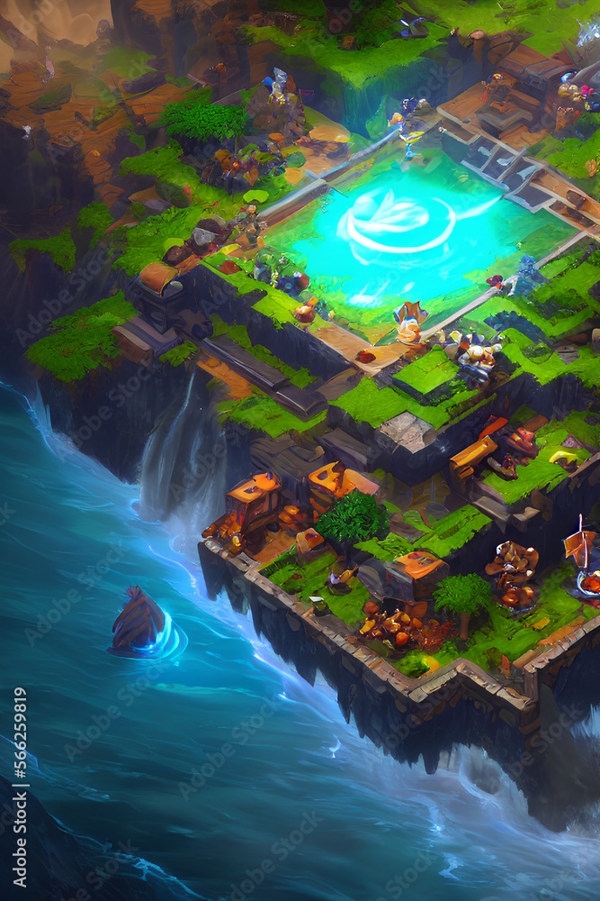 Fantasy Isometric Map (Mobile Games Style)- Background for Level Design ...